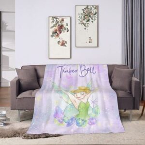 Cute Tin.ker Bell Throw Blankets Fleece Blanket Super Soft Plush Throw Blanket 60"X50" Cozy Fuzzy Bed Blankets Microfiber Flannel Blankets for Couch, Bed, Sofa