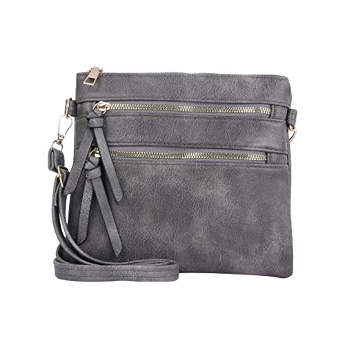 DELUXITY Designer Fashion Crossbody for Women (Pewter)