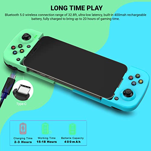 arVin Mobile Gaming Controller for iPhone iOS Android PC, Wireless Gamepad Joystick for iPhone 14/13/12/11, iPad, MacBook, Samsung Galaxy S22/S21/S20, TCL, Tablet, Call of Duty, Apex, with Back Button