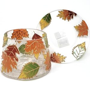 Yankee Candle Fall Leaves Crackle Glass Large Jar Candle Shade/Topper with Candle Tray