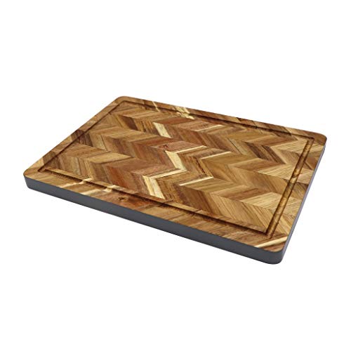 GENIGW Acacia Wood Cutting Board with Juice Groove Rectangle End Grain Chopping Serving Boards Wood Kitchen Cutting Board