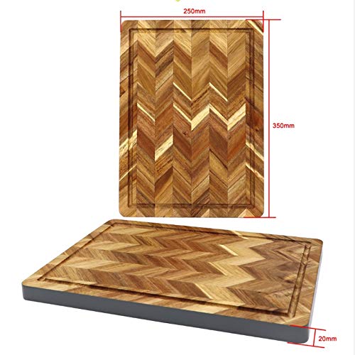 GENIGW Acacia Wood Cutting Board with Juice Groove Rectangle End Grain Chopping Serving Boards Wood Kitchen Cutting Board