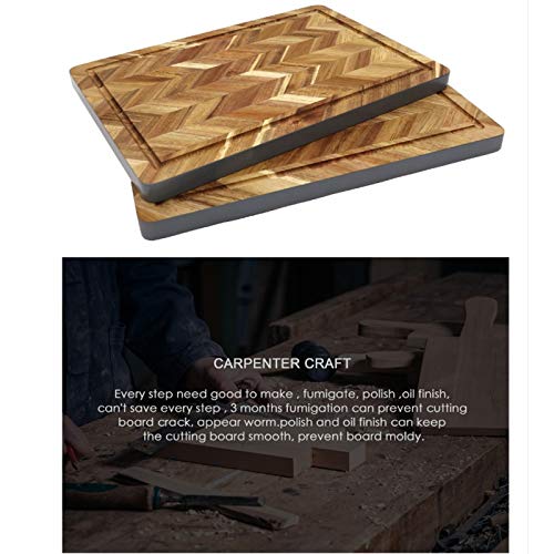 GENIGW Acacia Wood Cutting Board with Juice Groove Rectangle End Grain Chopping Serving Boards Wood Kitchen Cutting Board