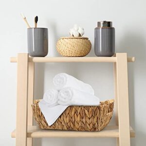 Whalehub Hand-Woven Large Storage Baskets with Wooden Handles, Water Hyacinth Wicker Basket for Organizing