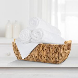 Whalehub Hand-Woven Large Storage Baskets with Wooden Handles, Water Hyacinth Wicker Basket for Organizing