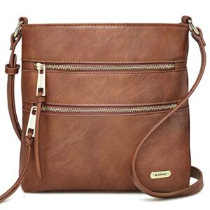 vangue crossbody bags for women, medium size zipper pocket with adjustable strap crossbody purse (brown)