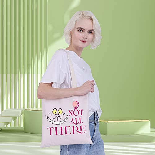 CMNIM Alice Gift Movie Inspired Wonderland Cat Tote Bag Not All There Face Characteristic Cartoon Cat Lover Gift for Alice Fans (Not All There Tote Bag)