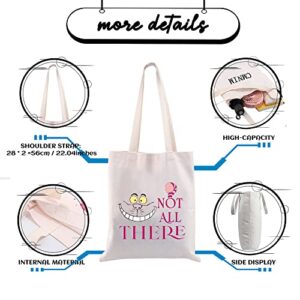 CMNIM Alice Gift Movie Inspired Wonderland Cat Tote Bag Not All There Face Characteristic Cartoon Cat Lover Gift for Alice Fans (Not All There Tote Bag)