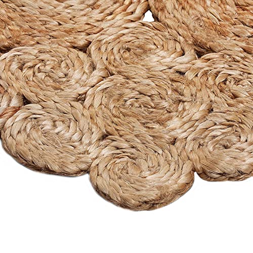 Lush Ambience Gul Round Jute Rug, Braided Rug for Living Room & Bedroom, Natural Round Jute Rug 4Ft