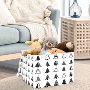 CaTaKu Christmas Tree Cute Storage Bins with Lids and Handles, Fabric Large Storage Container Cube Basket with Lid Decorative Storage Boxes for Organizing Clothes