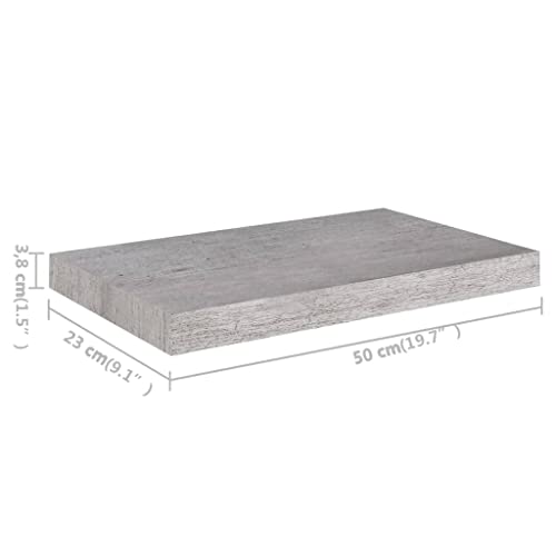 SCARSON Floating Wall Shelf Concrete Gray 19.7"x9.1"x1.5" MDF Gray (1.54KG/3.388LB)