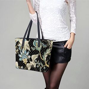 Womens Handbag Japanese Bird Cranes Leather Tote Bag Top Handle Satchel Bags For Lady