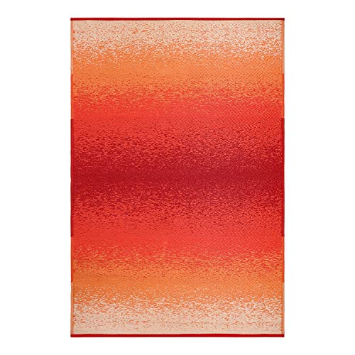 Lush Ambience Murat Outdoor Rug for Patios, Backyards, Decks, Porches, Picnic, Rv, Camping | Premium Plastic Straw Rug - Waterproof, Reversible, Fade Resistant (4'X6'-Orange) Roll