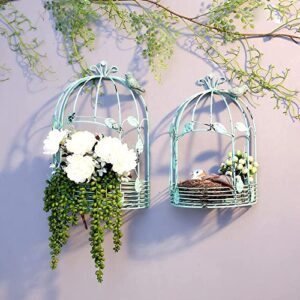 8.66″art wall decor metal floating shelves hanging bird cage display rack wall mounted storage rack indoor outdoor garden decoration wall shelf plant stand bedroom livroom office sofa cafe home decor