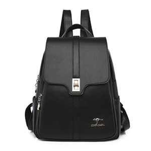 anti-theft backpack purse ladies shoulder bag soft leather backpack ladies backpack ladies large capacity bag,black backpack,27 * 12 * 33cm