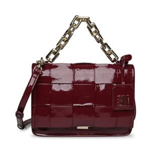 steve madden matterp patent woven crossbody, wine