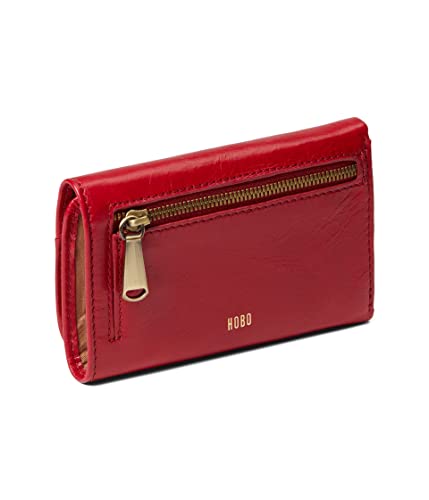 HOBO Jill Wallet For Women - Snap Flap Closure and Patterened Polyester Lining, Compact and Handy Wallet Crimson 1 One Size One Size