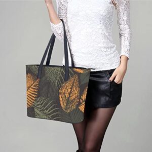 Womens Handbag Leaves Pattern Leather Tote Bag Top Handle Satchel Bags For Lady