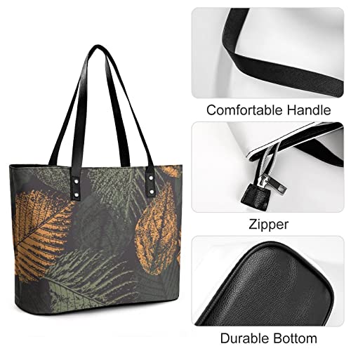 Womens Handbag Leaves Pattern Leather Tote Bag Top Handle Satchel Bags For Lady