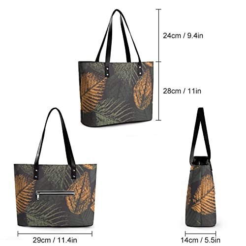 Womens Handbag Leaves Pattern Leather Tote Bag Top Handle Satchel Bags For Lady