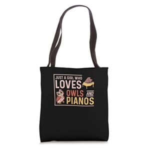 Just A Girl Who Loves Owls And Pianos Tote Bag