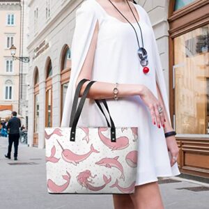 Womens Handbag Narwhals Pattern Leather Tote Bag Top Handle Satchel Bags For Lady