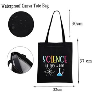 MBMSO Science Tote Bag Science is My Jam Science Teacher Gifts Lab Tech Gifts Science Lover Gifts Scientist Shoulder Bag (Science is My Jam TB-black)