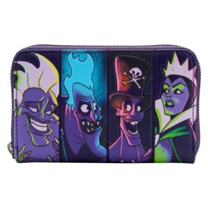 disney villains in the dark zip around wallet