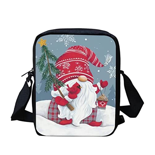 Kuiaobaty Christmas Gnome Print Messenger Bag Small Sling Purse Kids Crossbody Bag Travel Satchel Purse