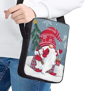 Kuiaobaty Christmas Gnome Print Messenger Bag Small Sling Purse Kids Crossbody Bag Travel Satchel Purse