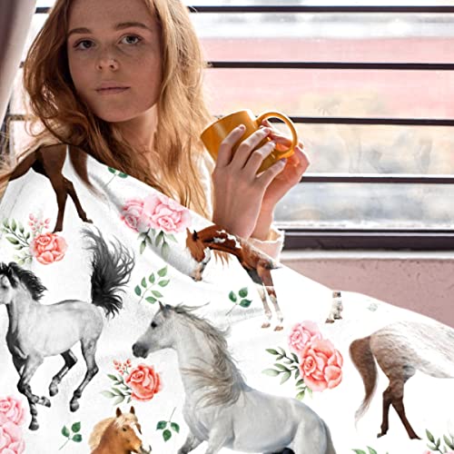 Amilient Horse Blanket,Horse Gifts for Girls Women Throw Blanket,Ultra Soft & Plush & Lightweight & Cozy & Breathable Horse Flower Bed Blanket,Horse Animal Lovers,30"x40"-Toddlers/Pets Size