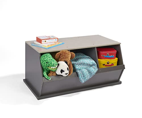 Badger Basket Stackable 3 Bin Open Storage Toy Organizing Cubby - Gray