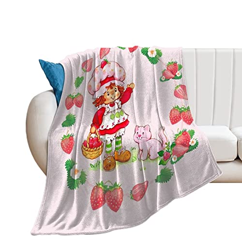 Strawberry Shortcake Fleece Blanket Ultra-Soft Cozy Plush Blanket Throw Blankets Couch Chair,Living Room,Air Conditioning Cool Blankets 60"x80"