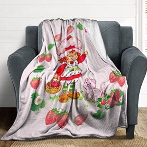 Strawberry Shortcake Fleece Blanket Ultra-Soft Cozy Plush Blanket Throw Blankets Couch Chair,Living Room,Air Conditioning Cool Blankets 60"x80"