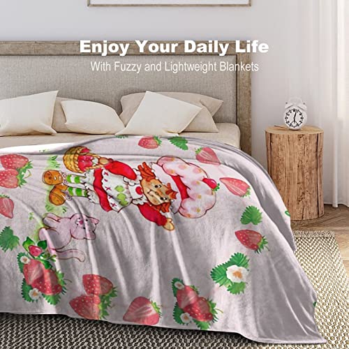 Strawberry Shortcake Fleece Blanket Ultra-Soft Cozy Plush Blanket Throw Blankets Couch Chair,Living Room,Air Conditioning Cool Blankets 60"x80"