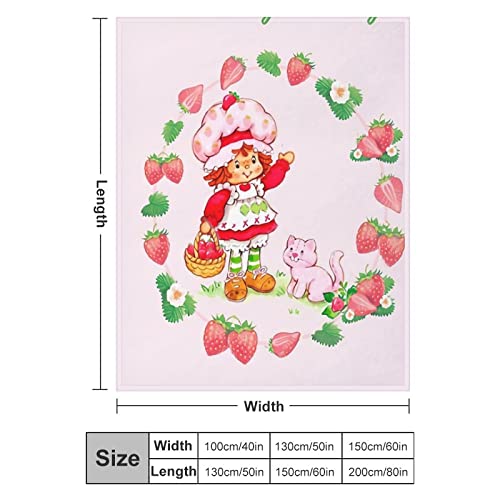 Strawberry Shortcake Fleece Blanket Ultra-Soft Cozy Plush Blanket Throw Blankets Couch Chair,Living Room,Air Conditioning Cool Blankets 60"x80"