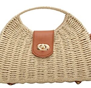 Summer Straw Bag for Women Straw Hand-woven Top-handle Handbag Crossbody Tote Clutch Bags for Travel