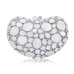 zlxdp marble heart shape precious stone crystal evening bags cocktail bride wedding clutches handbags banquet bags (color : e, size : 1)