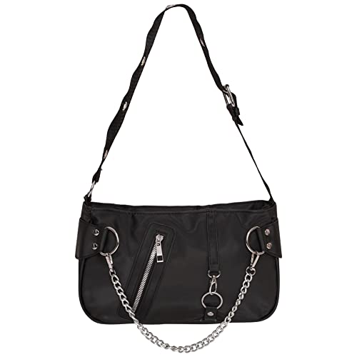 Ro Rox Veda Handbag Hobo Chain D-Ring Women's Shoulder Bag Punk Gothic