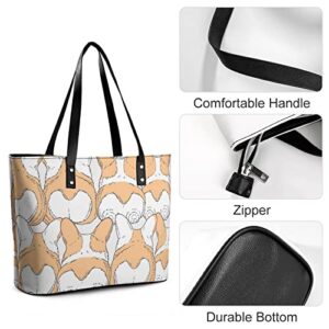 Womens Handbag Dogs Breed Welsh Corgi Leather Tote Bag Top Handle Satchel Bags For Lady