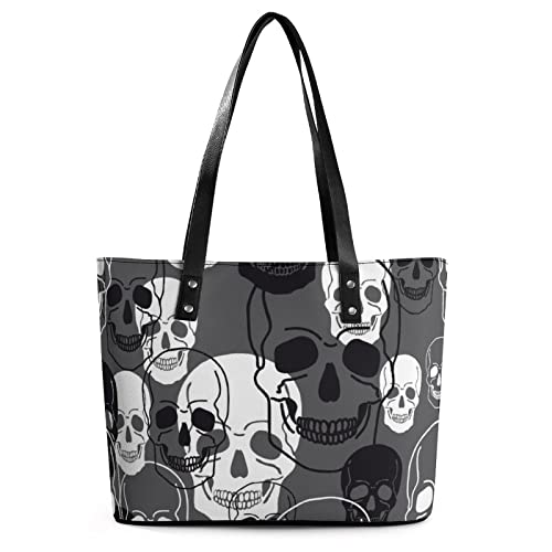 Womens Handbag Skulls Pattern Leather Tote Bag Top Handle Satchel Bags For Lady