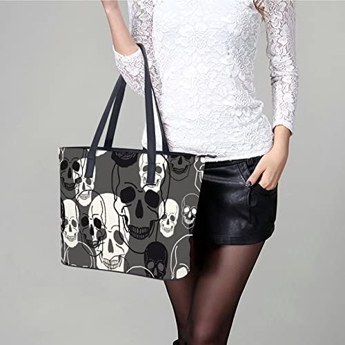 Womens Handbag Skulls Pattern Leather Tote Bag Top Handle Satchel Bags For Lady