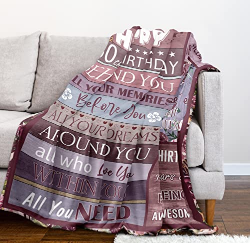 Best 30th Birthday Gifts for Her - Happy 30th Birthday Gifts for Women - Gifts for 30th Birthday Woman - Birthday Gift Ideas for Women 30th - 30th Birthday Decorations for Women Blanket 50" x 60"