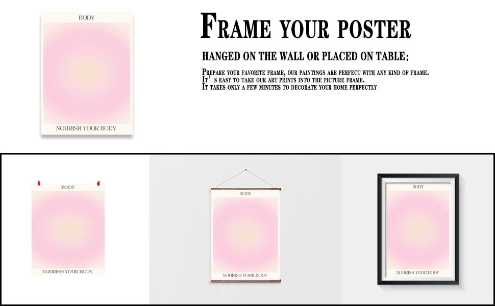 Positive Aura Posters Set Of 3 Pink Trendy Grainy Gradient Spiritual Poster Canvas Decor Wall Art Paintings for Room Aesthetic Inspirational Quotes Abstract Minimalist Y2k Style Room Wall Decor for Bedroom Office（16x24inx3 Unframed）