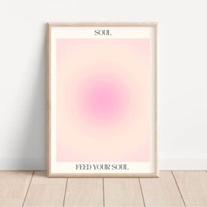 Positive Aura Posters Set Of 3 Pink Trendy Grainy Gradient Spiritual Poster Canvas Decor Wall Art Paintings for Room Aesthetic Inspirational Quotes Abstract Minimalist Y2k Style Room Wall Decor for Bedroom Office（16x24inx3 Unframed）