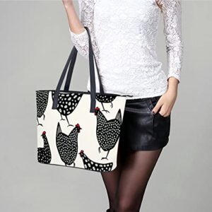 Womens Handbag Chickens Pattern Leather Tote Bag Top Handle Satchel Bags For Lady