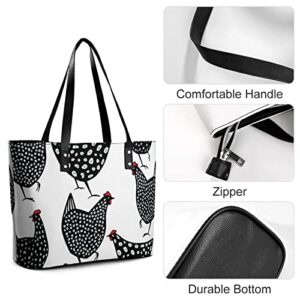 Womens Handbag Chickens Pattern Leather Tote Bag Top Handle Satchel Bags For Lady