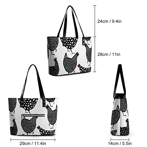 Womens Handbag Chickens Pattern Leather Tote Bag Top Handle Satchel Bags For Lady