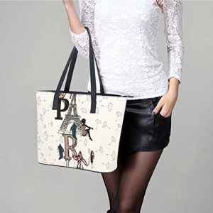 Womens Handbag Eiffel Tower Leather Tote Bag Top Handle Satchel Bags For Lady