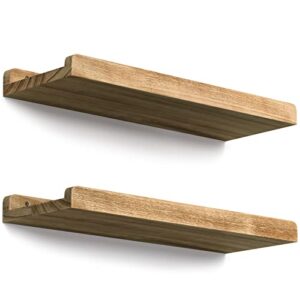 amada homefurnishing floating shelves, wood hanging wall shelves for storage, wall mounted shelves for bathroom, living room, kitchen, bedroom, office, wall shelf set of 2, amfs25